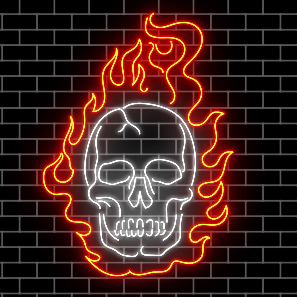 Fire Skull Led Neon Sign Skull Neon Sign Wall Decor Skull - Etsy
