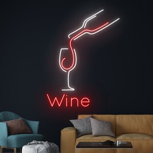 Wine Neon Light, Wine Bottle Neon Sign, Wine Glass Led Light, Drinking ...