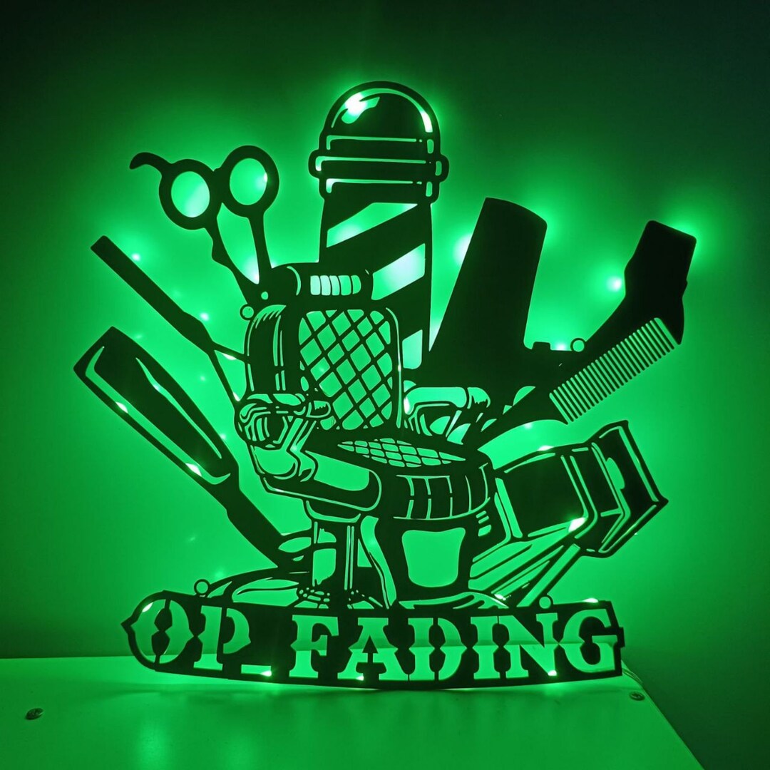 Custom Barber Metal Wall Art LED Light, Barber Shop Metal Sign, Hair ...
