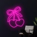 Heart Cherry Bow Led Sign, Cherry Neon Sign, Cherry Fruit Neon Light ...