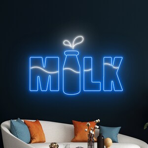 Milk Logo Neon Led Sign, Milk Bottle Neon Sign, Milk Shop Open Logo ...