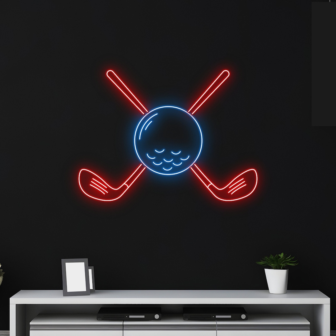 Custom Golf Neon Sign, Golfer LED Light, Golfing LED Sign, Crossed Golf ...