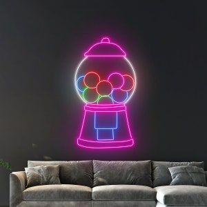 Gumball Machine Neon Sign, Gumball Led Sign, Candy Machine Neon Light ...