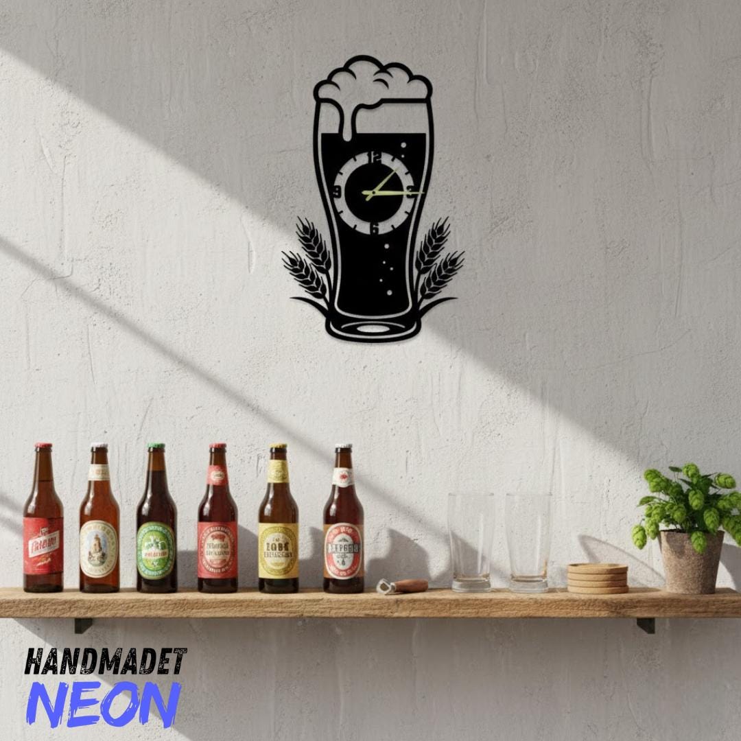 Personalized Beer Metal Wall Clock, Custom Beer Glass Wall Clock Metal ...