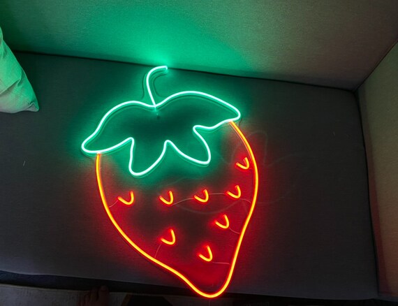 Strawberry Led Sign Strawberry Led Sign Wall Decor Bar Neon - Etsy