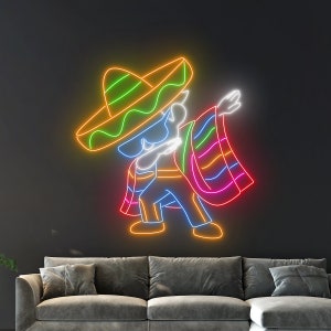 Cinco De Mayo Neon Sign, Sombrero Hat Maraca Neon Light, Sombrero ...