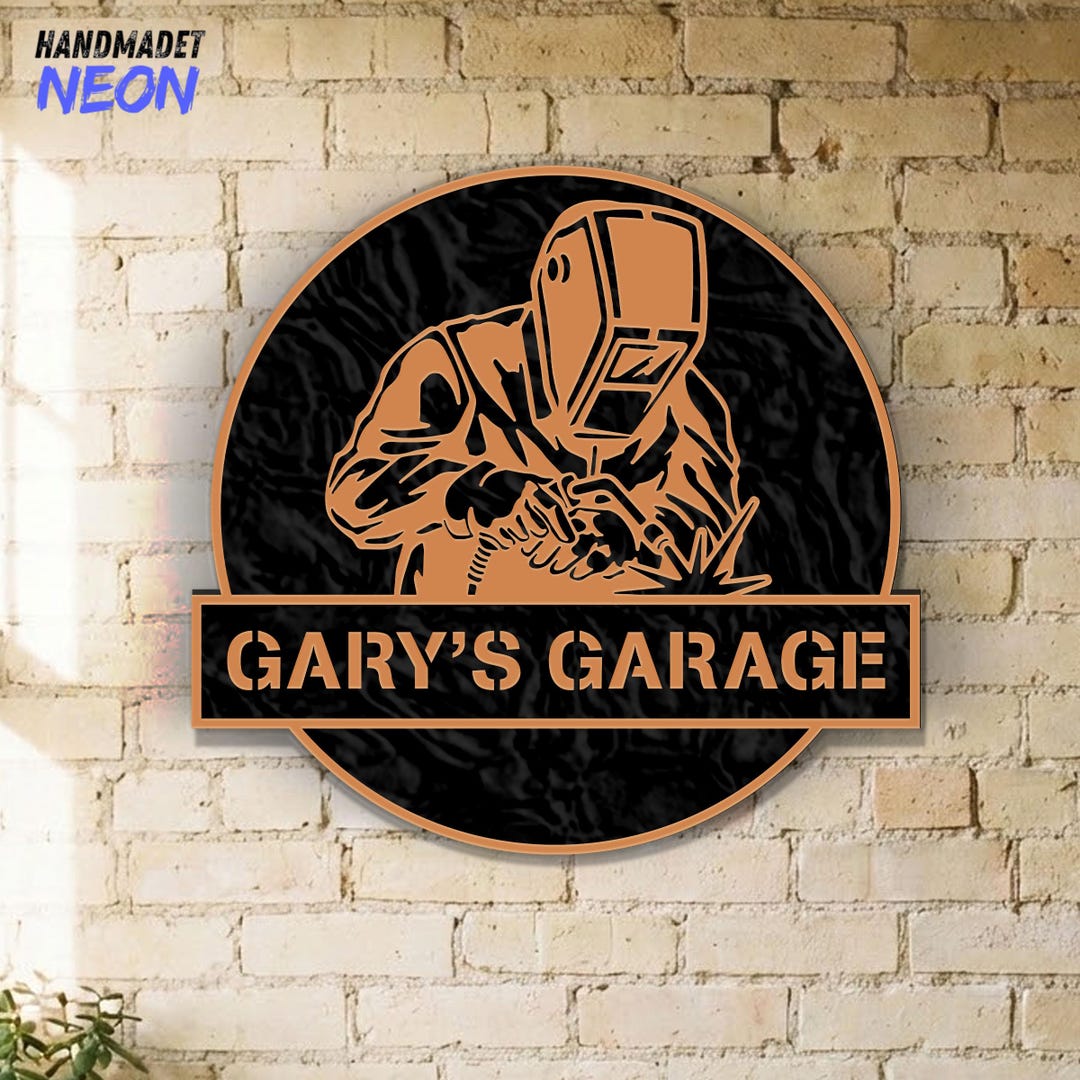 Custom Welder Garage Sign, Personalized Welding Workshop Wall Art ...