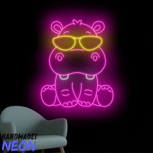 Hippopotamus Neon Sign, Hippo Led Sign, Hippo Led Light, Hippopotamus ...