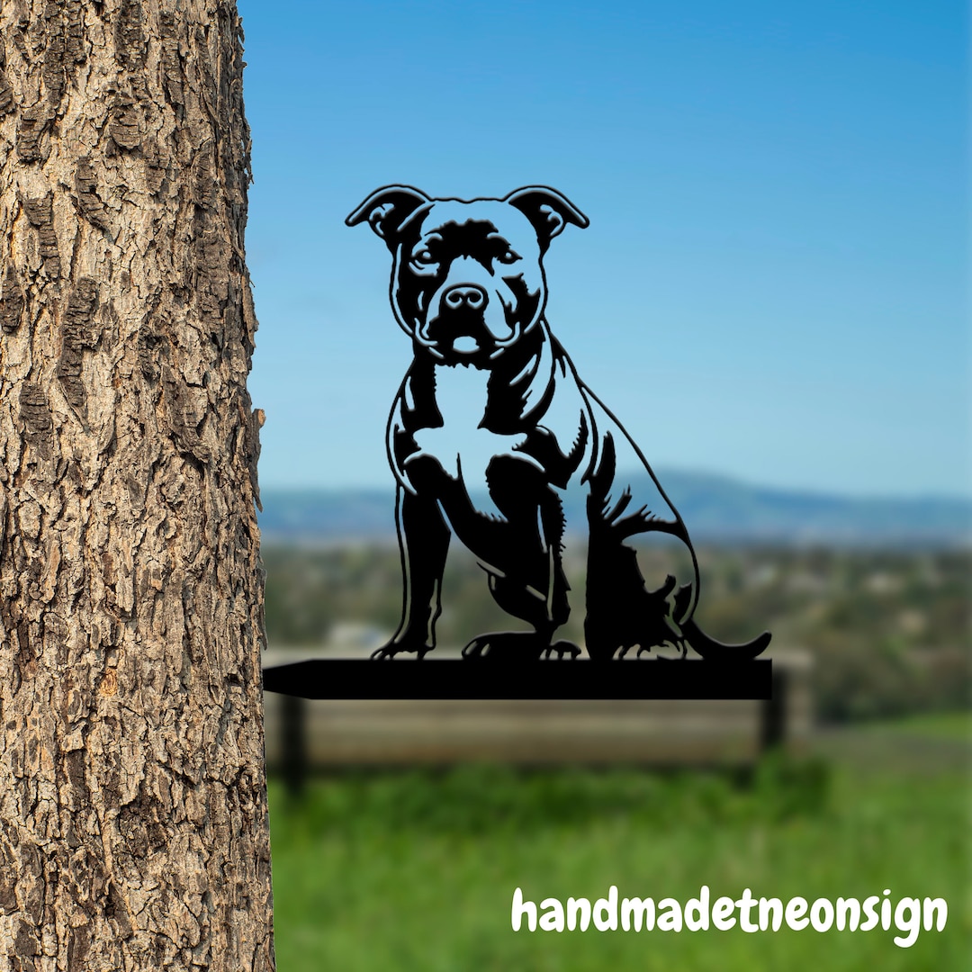 Personalized Staffordshire Bull Terrier on Branch Metal Tree Stake, Dog ...