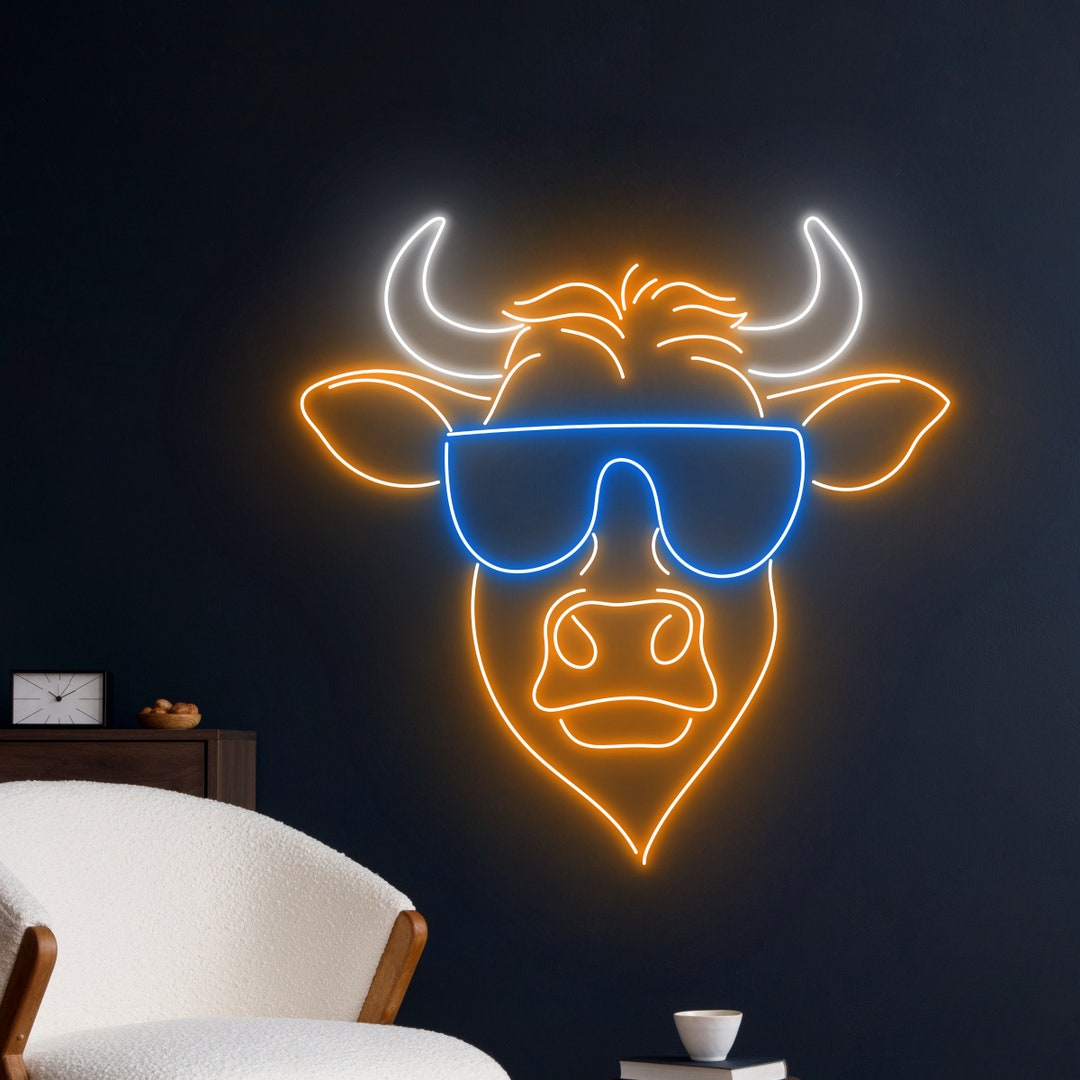 Cow Neon Sign, Cow Head Led Sign, Cow Animal Led Sign, Custom Cow Neon ...