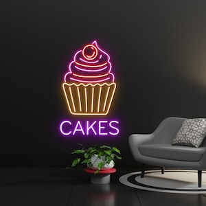 Cupcakes Led Sign, Cupcake Neon Sign, Wall Decor, Cake Store Led Light ...