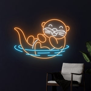 Otter Neon Sign, Otter Neon Light, Otter LED Light, Otter LED Sign, Pet ...