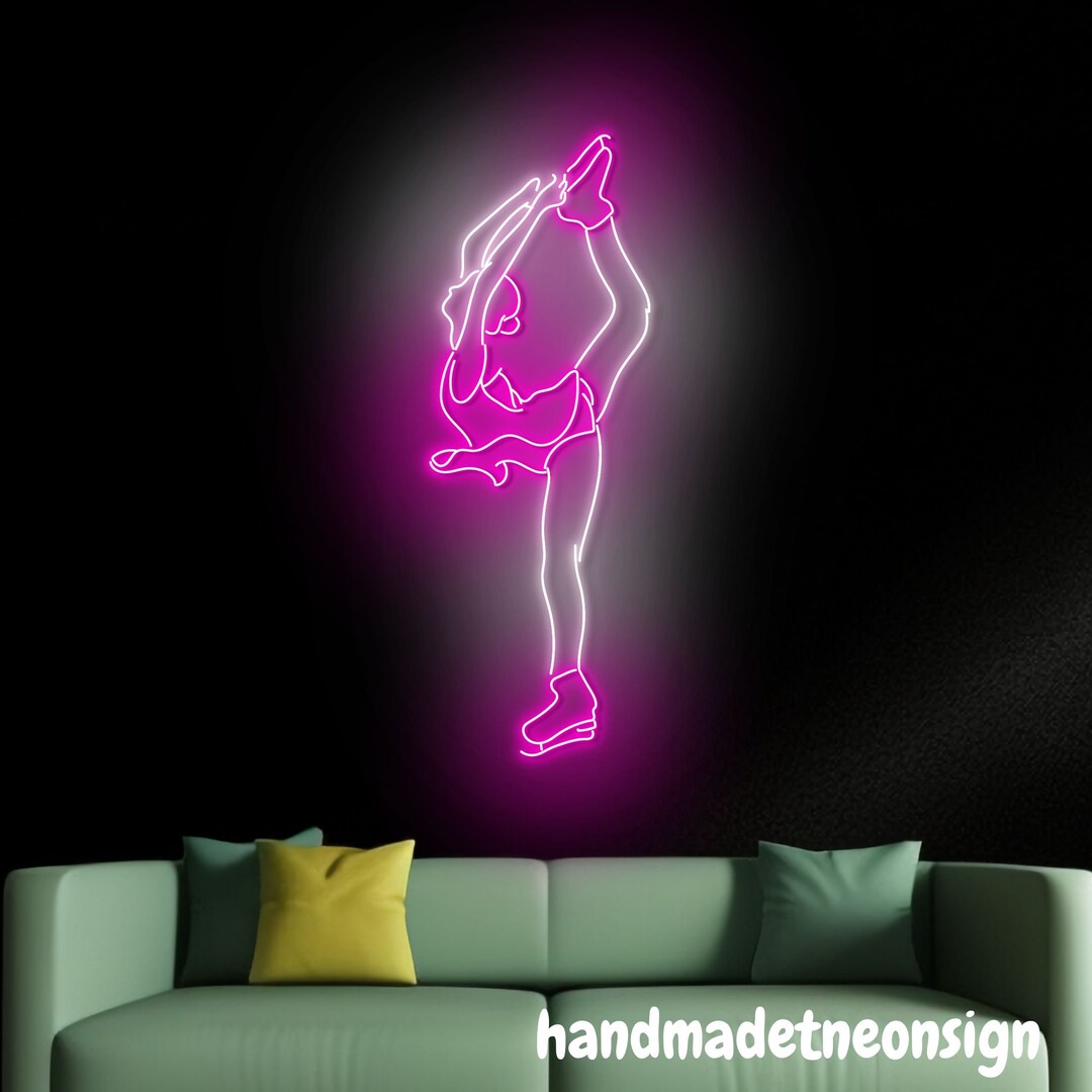 A Girl Figure Skating Neon Sign, Ice Skating Led Sign, Figure Skating ...