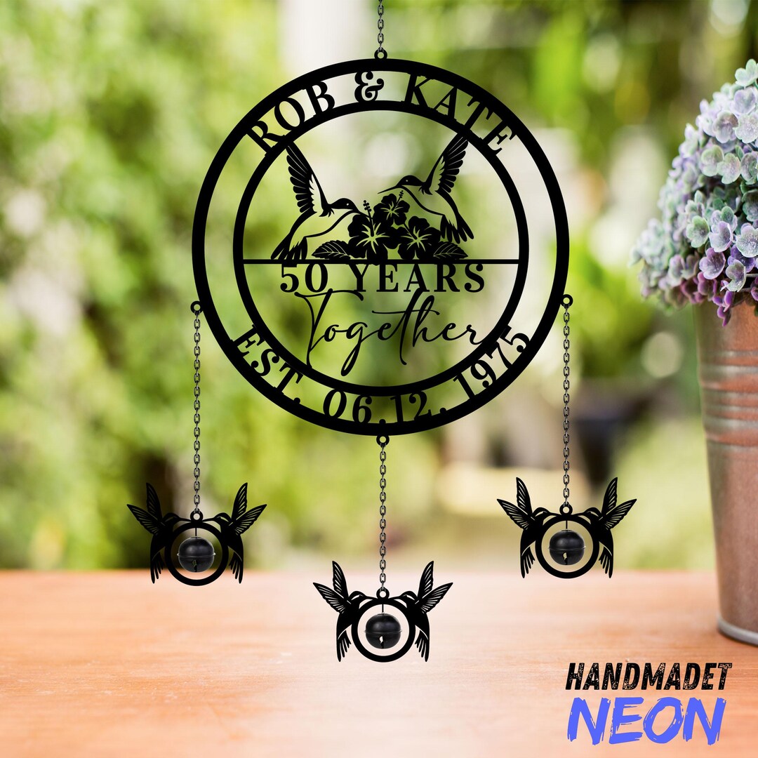 Personalized 50th Wedding Anniversary Wind Chimes Rattle, Custom Couple ...