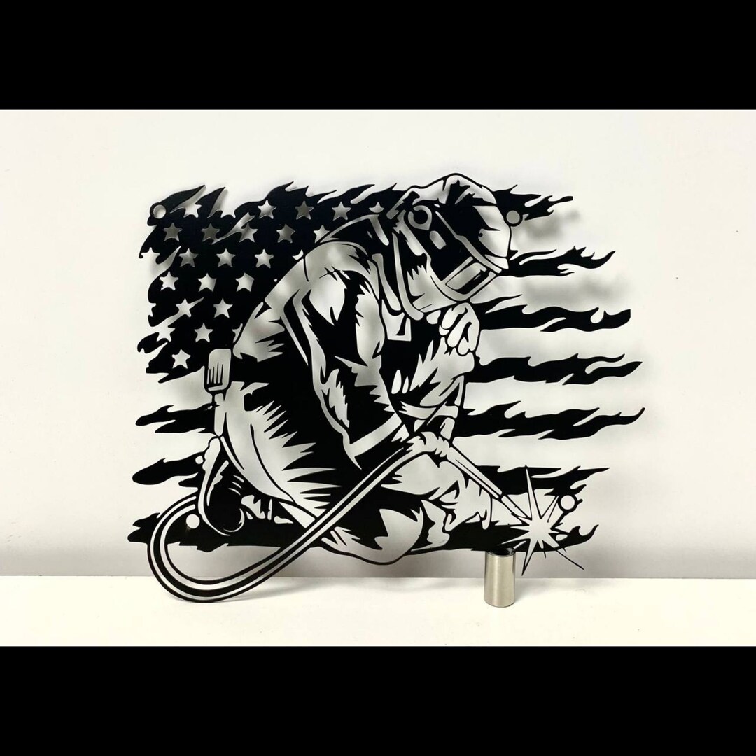 Custom USA Flag Welding Metal Wall Art LED Light - Personalized Welder ...