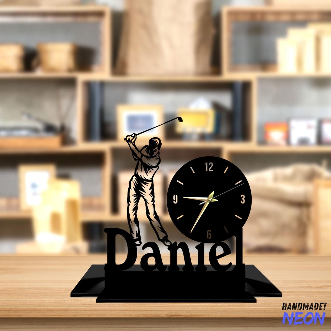 Custom Golfer Tabletop Metal Clock, Golf Club Desktop Clock, Golf ...