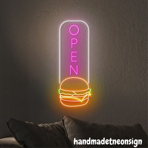 Open Burger Neon Sign, Burger Open Led Sign, Hamburger Neon Light ...