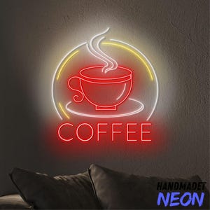 Coffee Neon Sign, Coffee Cup Led Sign, Hot Coffee Neon Light, Coffee ...