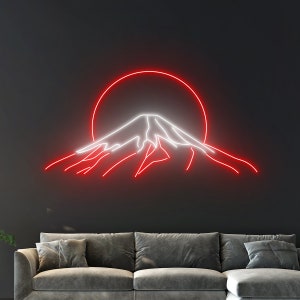 Fuji Mountain Led Sign, Moon Mountain Neon Sign, Fuji Mountain Neon ...