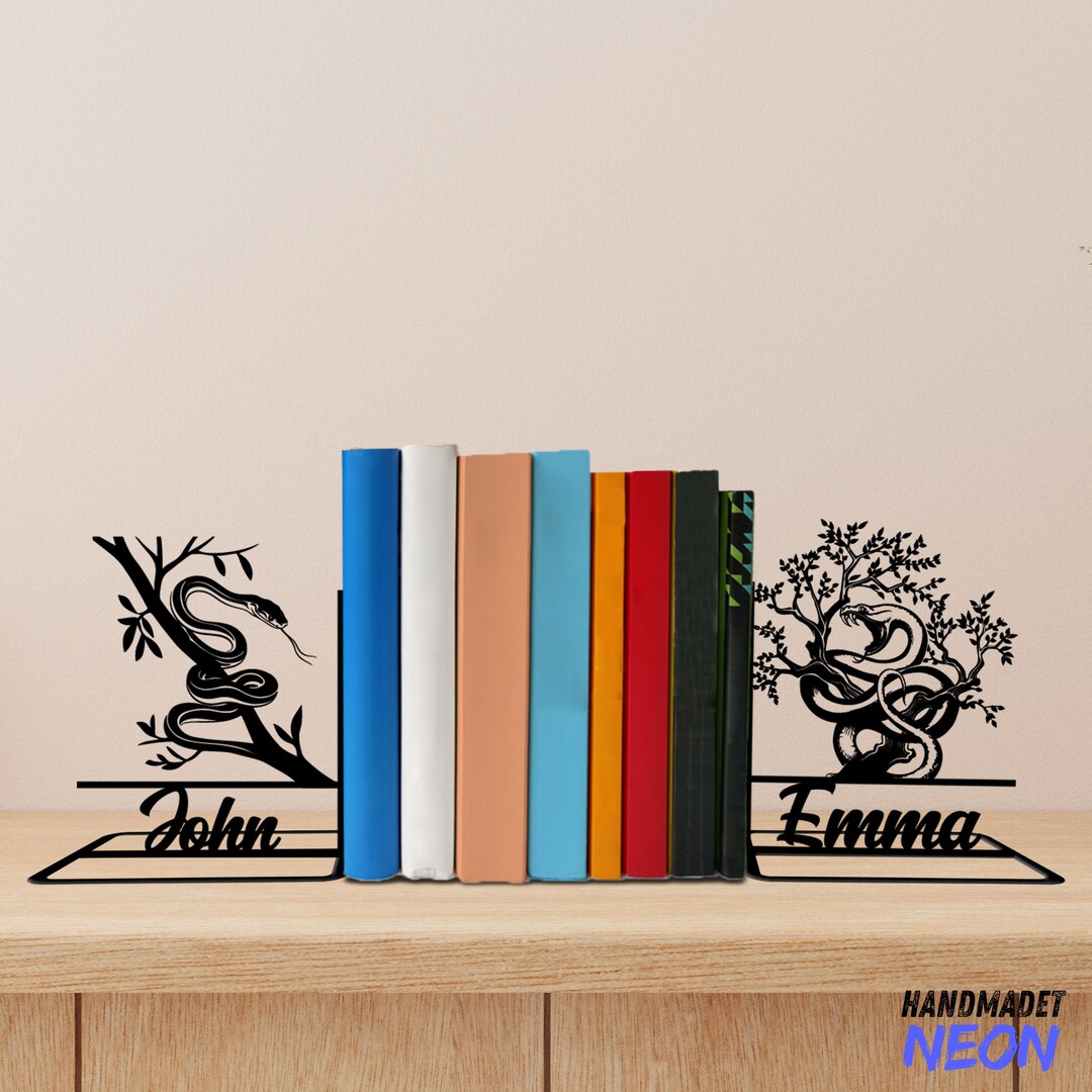 Custom Snake Metal Bookends, Snake Name Bookend, Snake Table Sign ...