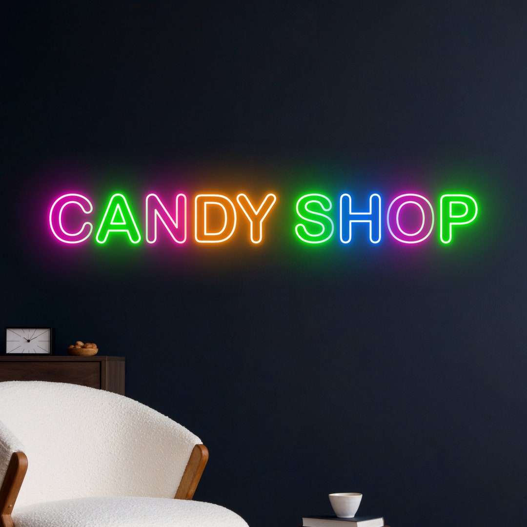 Candy Shop Neon Sign, Candy Shop Led Sign, Candy Open Logo Neon Light ...