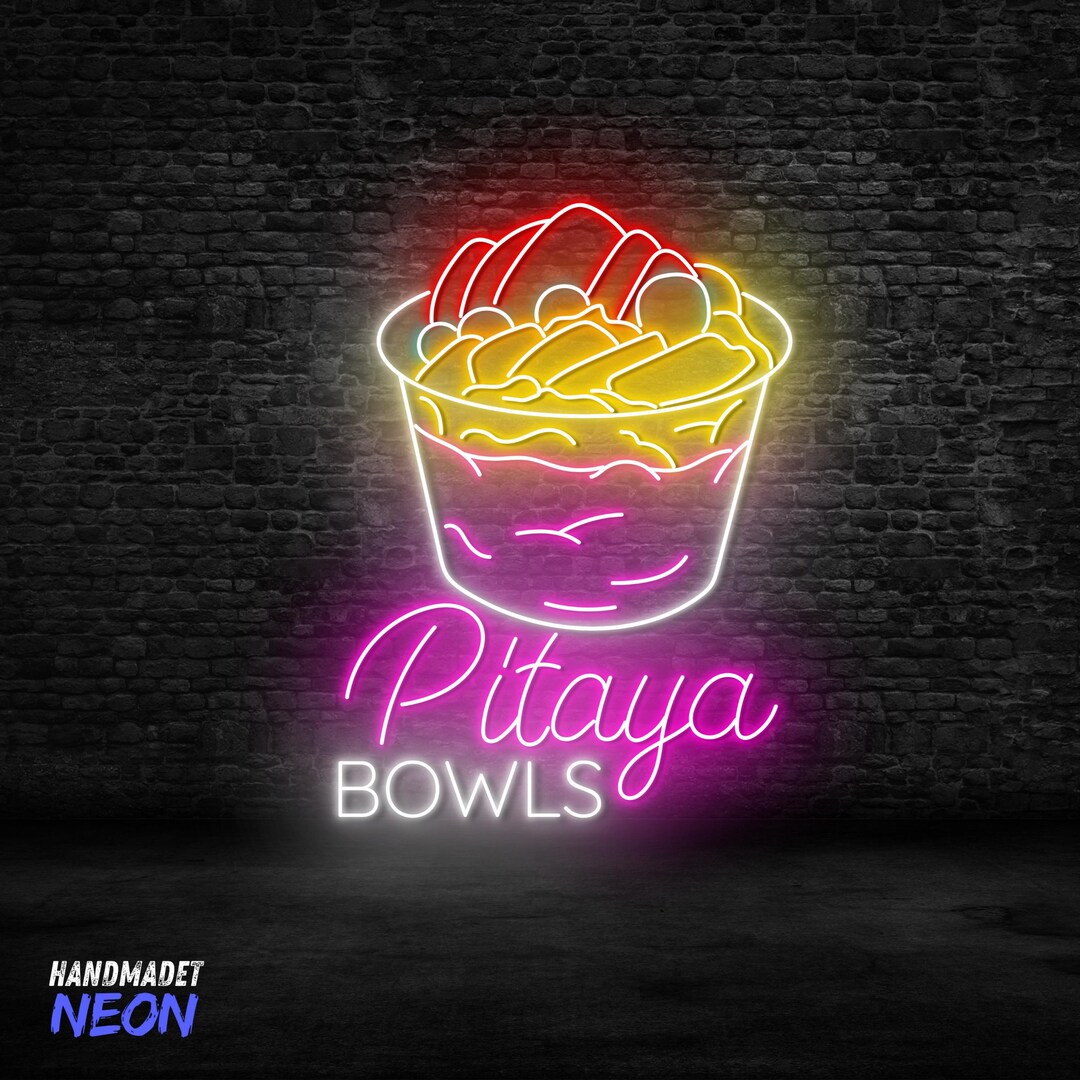 Pitaya Bowls Neon Sign – LED Wall Light for Smoothie Bar, Dragon Fruit ...