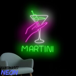 Martini Hand Neon Sign, Martini Cocktail Led Sign, Cocktail Neon Light ...