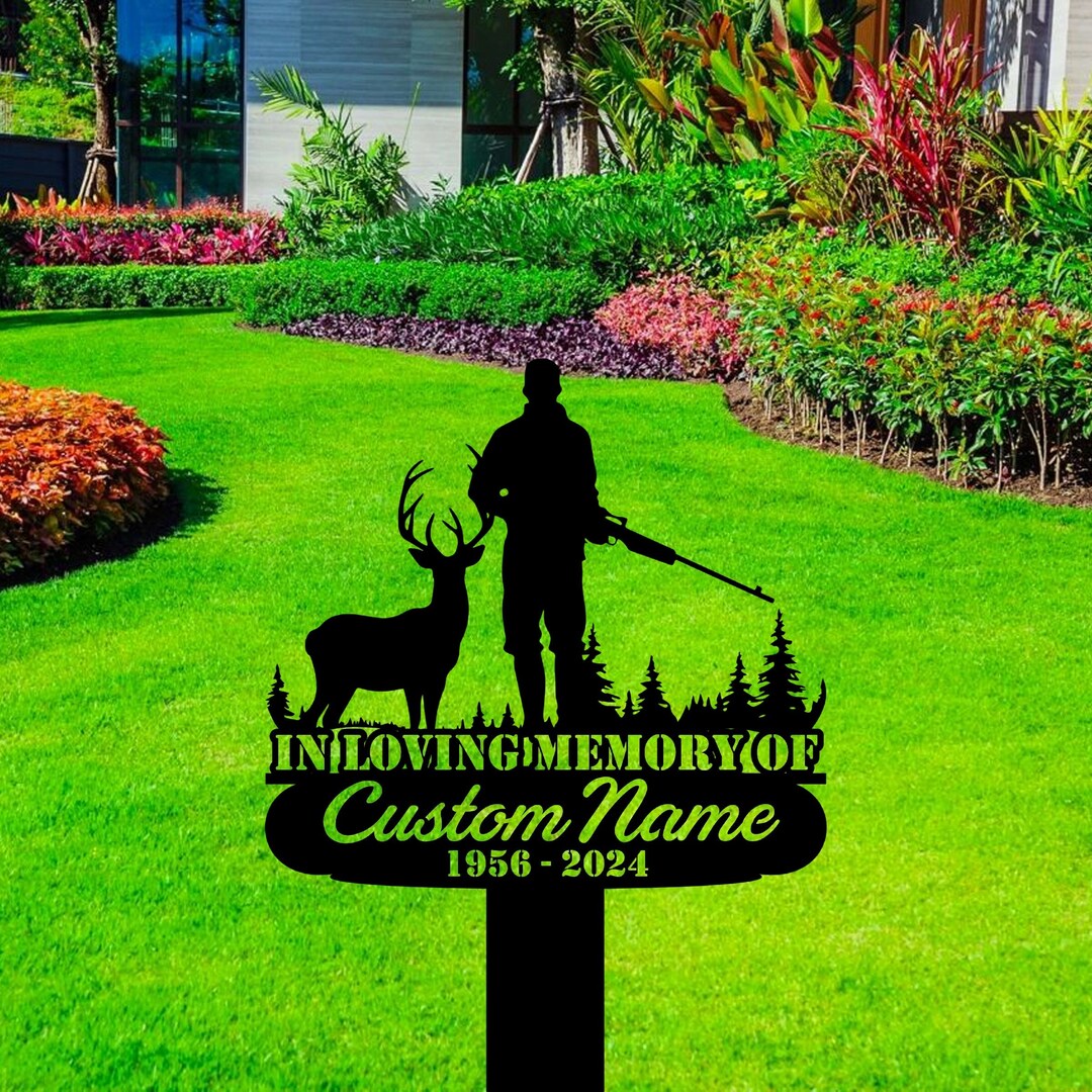 Custom Outdoor Hunter Deer Metal Sign With Stakes Personalized Outdoor ...