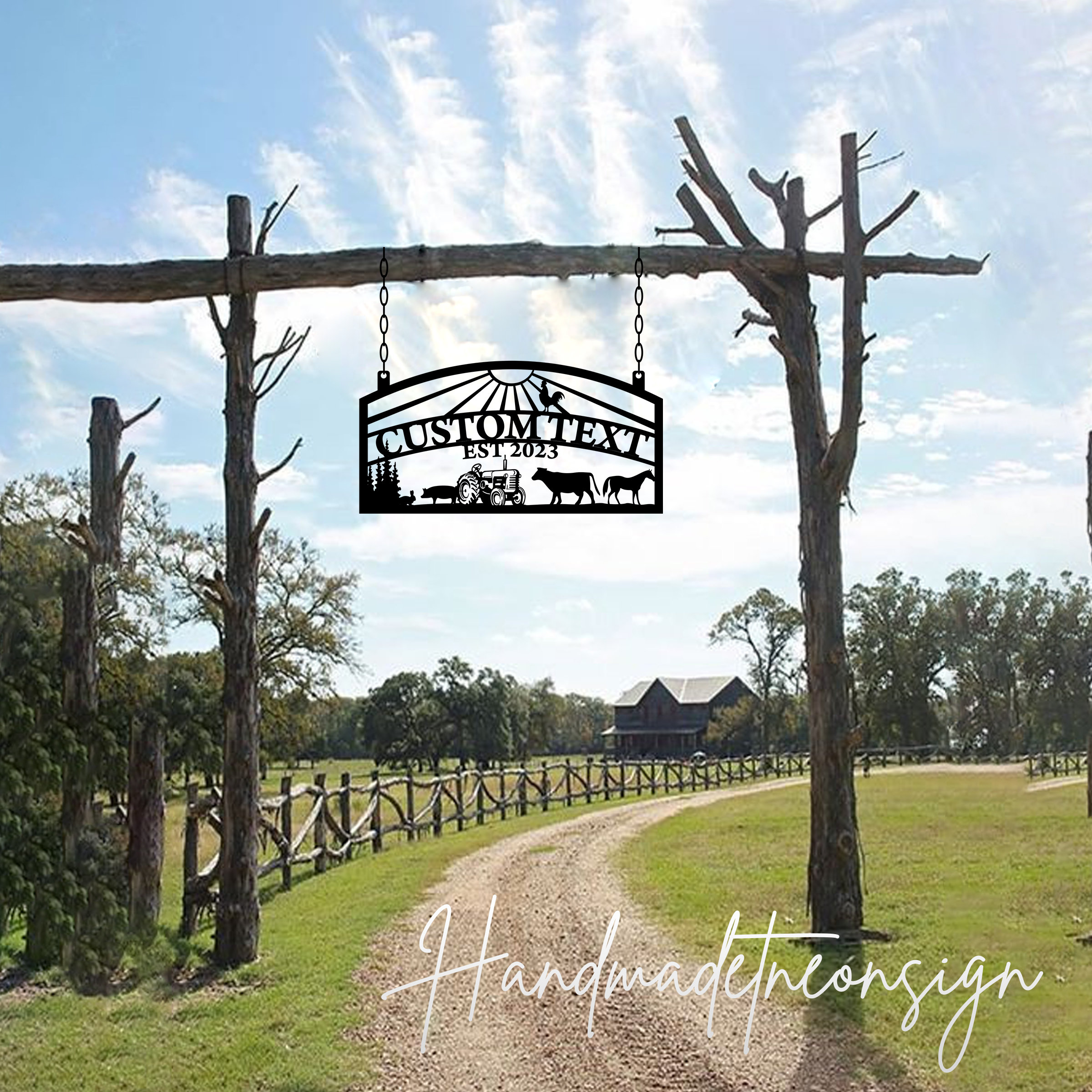 Personalized Outdoor Farm Sign Hanging Metal Sign - Custom Farm Name ...