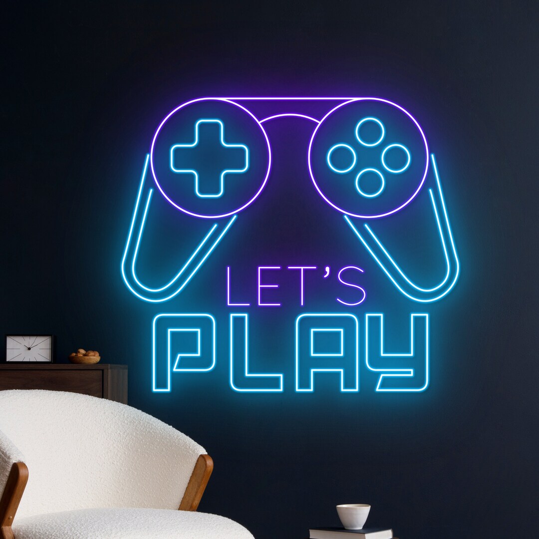 Arcade Let's Play Game Machine Neon Sign, Game Machine Led Sign, Arcade ...