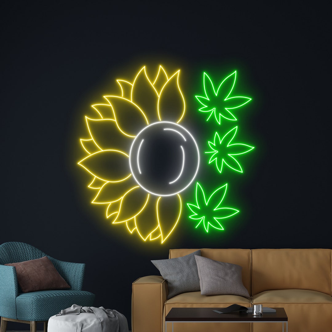 Sunflower Weed Neon Sign, Smoking LED Light, Weed Leaf Led Sign ...