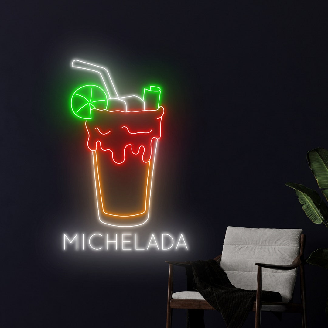 Michelada Neon Sign, Michelada Neon Light, Michelada Cocktail LED Light ...