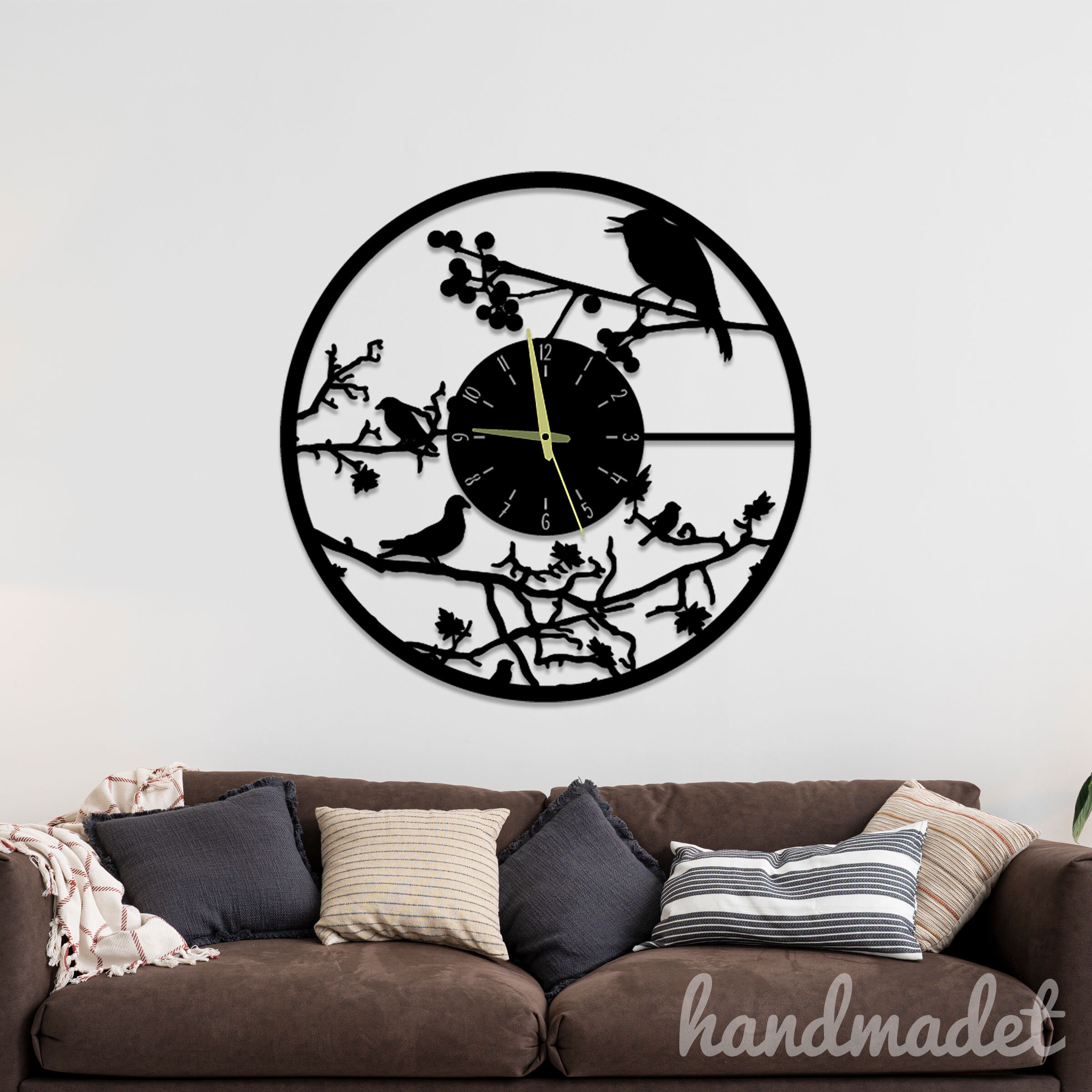 Custom Tree Bird Wall Clock Unique, Year Date Round Wall Clock, Text ...