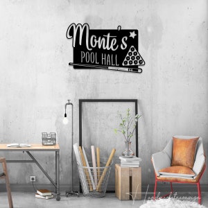 Custom Billiards Pool Hall Metal Wall Art LED Light - Personalized Pool ...