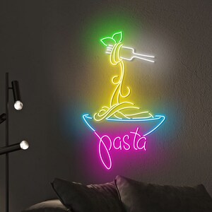 Pasta Neon Wall Sign, Spaghetti Led Wall Light, Italy Noodle Led Wall ...