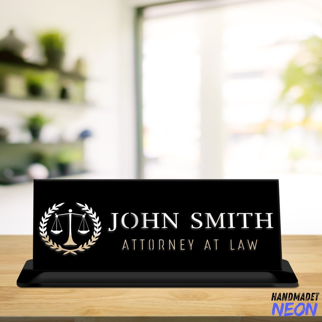 Custom Lawyer Metal Name Plate Justice Scales Name Plate Table Decor ...