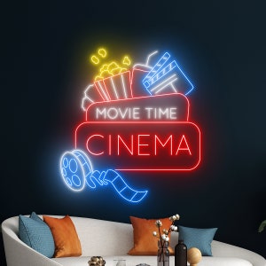 Custom Cinema Movie Time Neon Light, Movie Theater Led Sign, Cinema ...