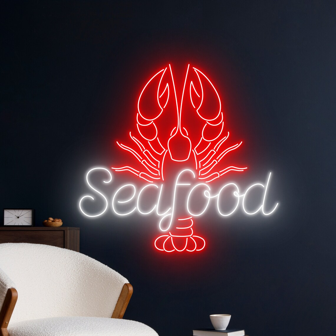 Seafood Lobster Neon Sign, Open Seafood Led Sign, Lobster Led Light ...