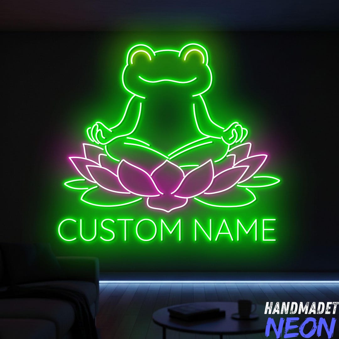 Frog Meditating Neon Sign: Yoga LED Light, Meditation Room Decor, Gift ...