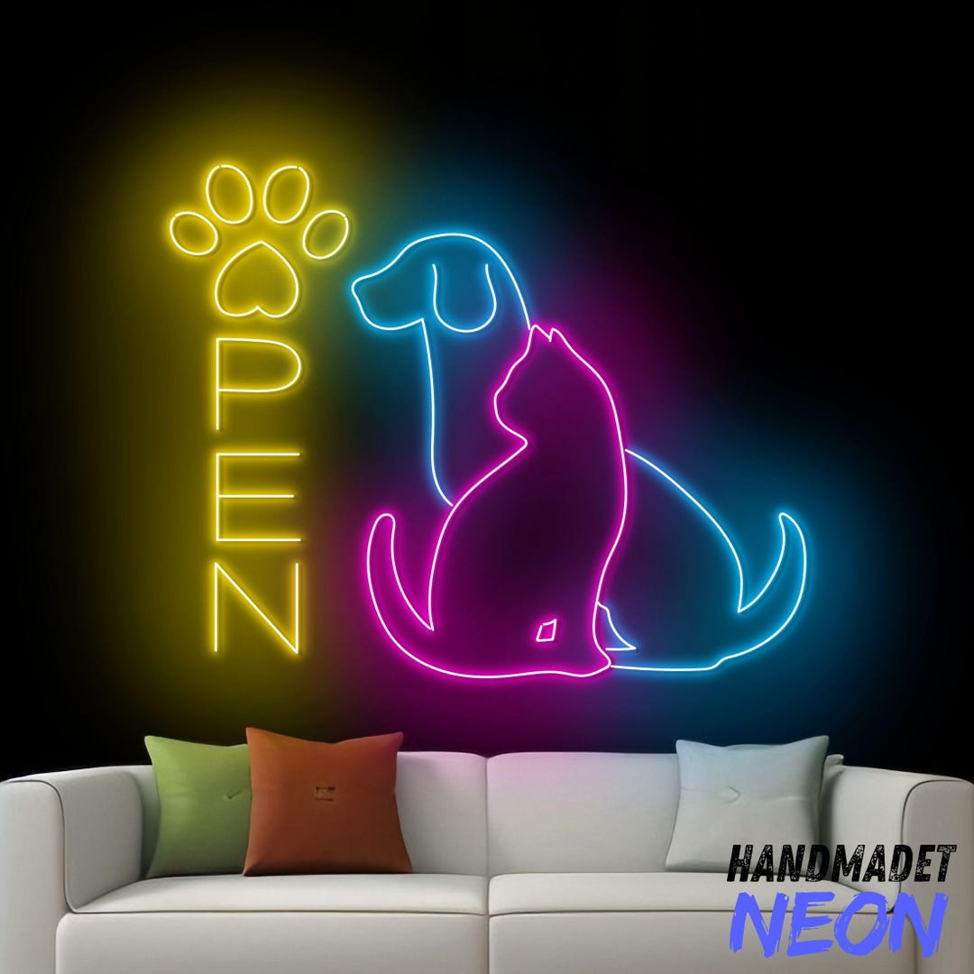 Veterinary Open Neon Sign, Dog Cat Led Sign, Medicine Neon Light, Pet ...