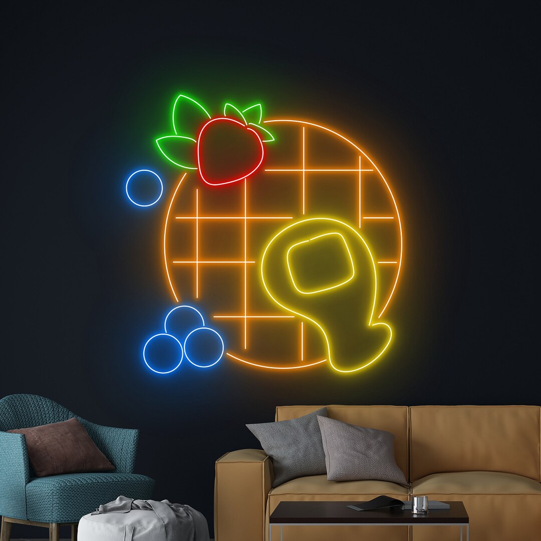 Waffles Neon Sign, Waffles Led Sign, Waffle Led Light, Baking Baker ...
