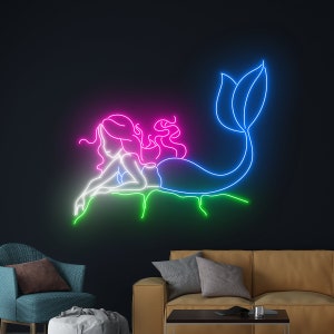 Mermaid Neon Sign, Mermaid Girl Led Sign, Mermaid Lady Neon Light ...