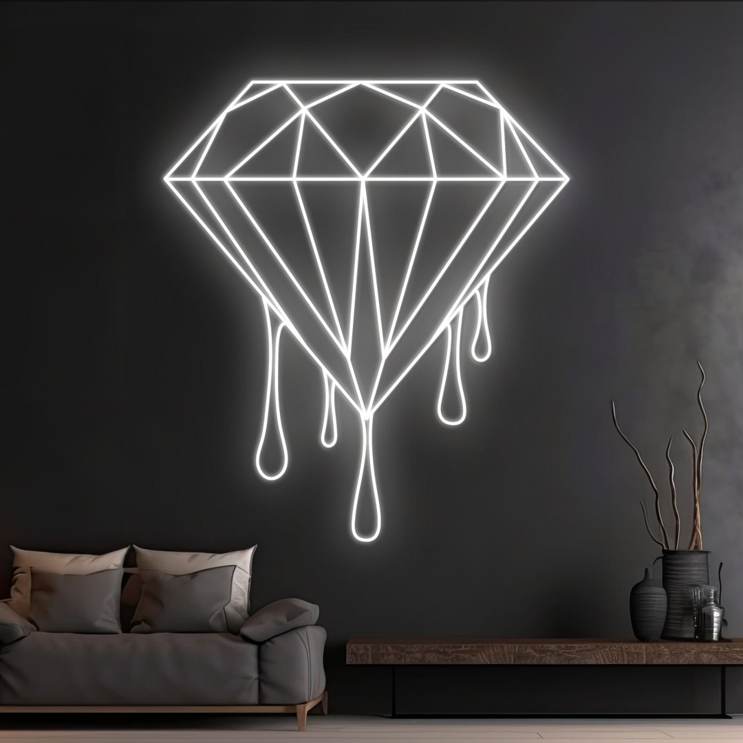 Custom Dripping Diamond Neon Sign, Melting Diamond Neon Light, Diamond ...