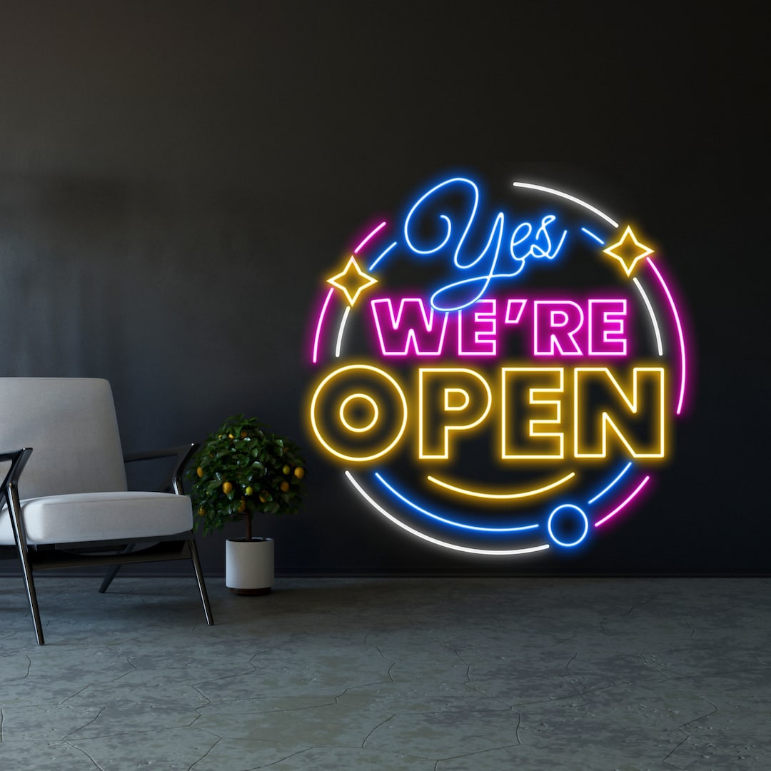 Yes We're Open Neon Sign, Yes We're Open Neon Light, Open Shop LED ...