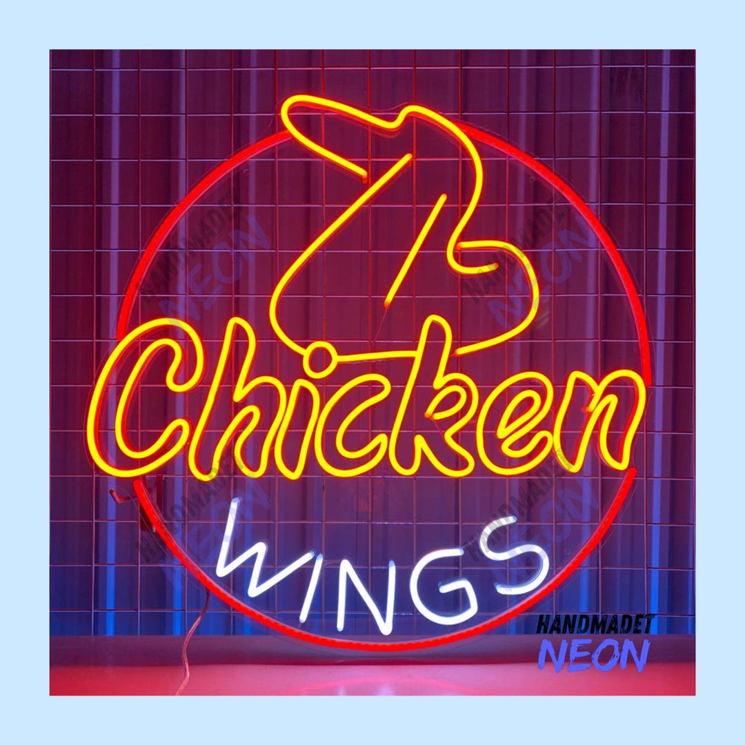 Chicken Wings Neon Sign, Fried Chicken Wings Led Sign, Chicken Led ...