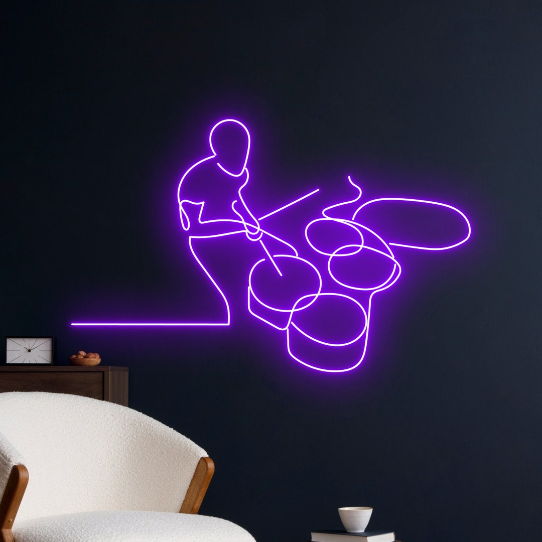 Drum Neon Sign, Music Band Led Sign, Drum Music Neon Light, Music Show ...