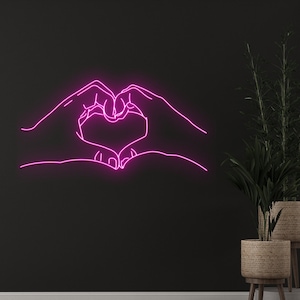 Heart Hands Neon Light, Romance Hands Led Light, Lover Hands Neon Signs ...
