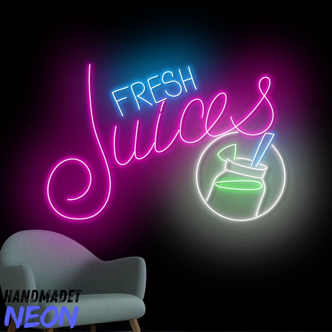Fresh Juices Neon Sign, Juice Led Sign, Juice Fruit Neon Light, Healthy ...