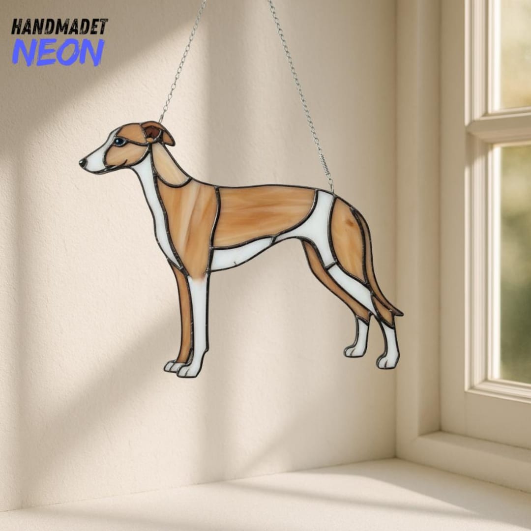 Handmade Stained Glass Greyhound Suncatcher, Dog Ornament, Window ...