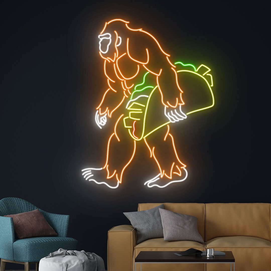Taco Bigfoot Neon Sign, Sasquatch Mexico Tacos LED Sign, Mexican Taco ...